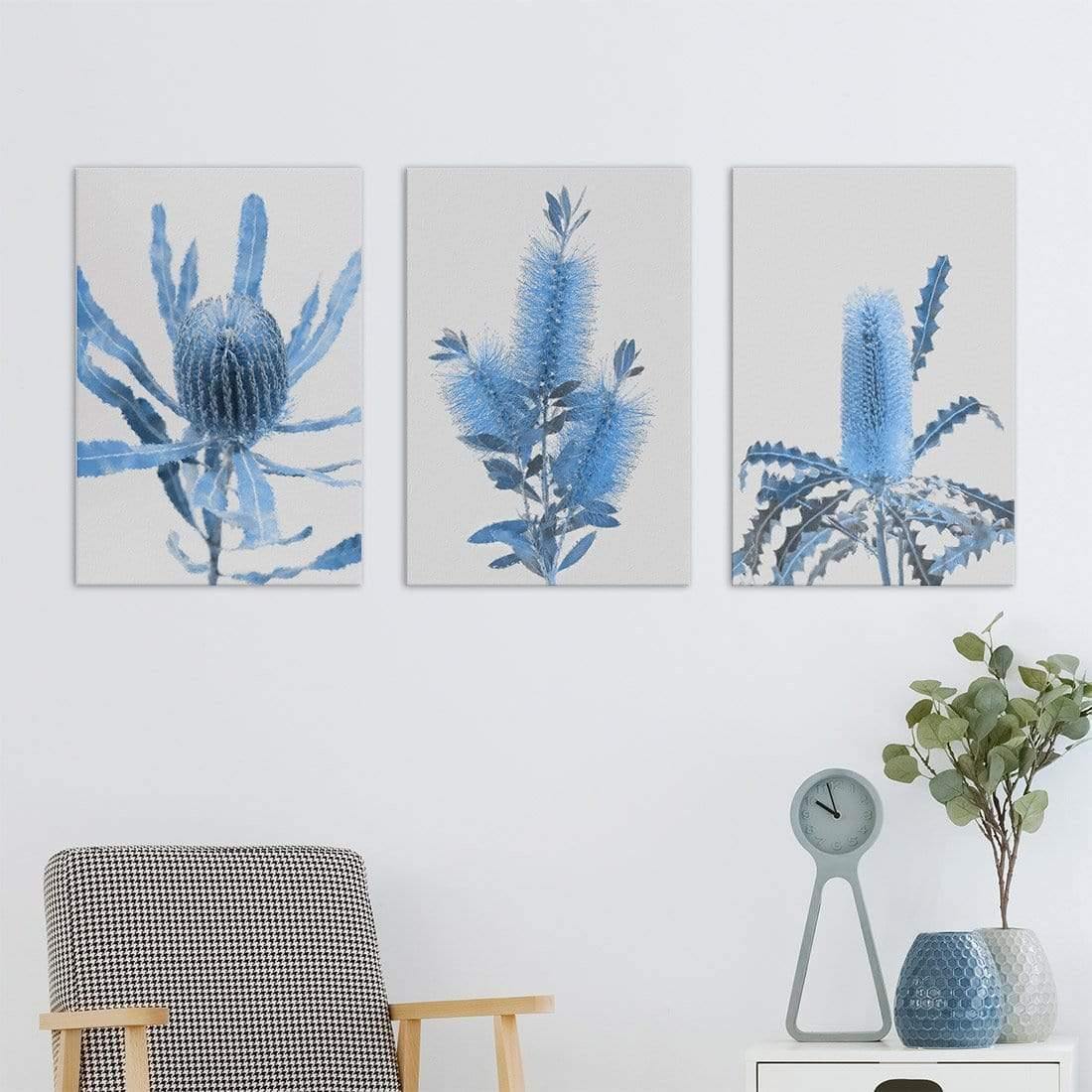 Native Blue Trio Art Set – Wall Art Designs