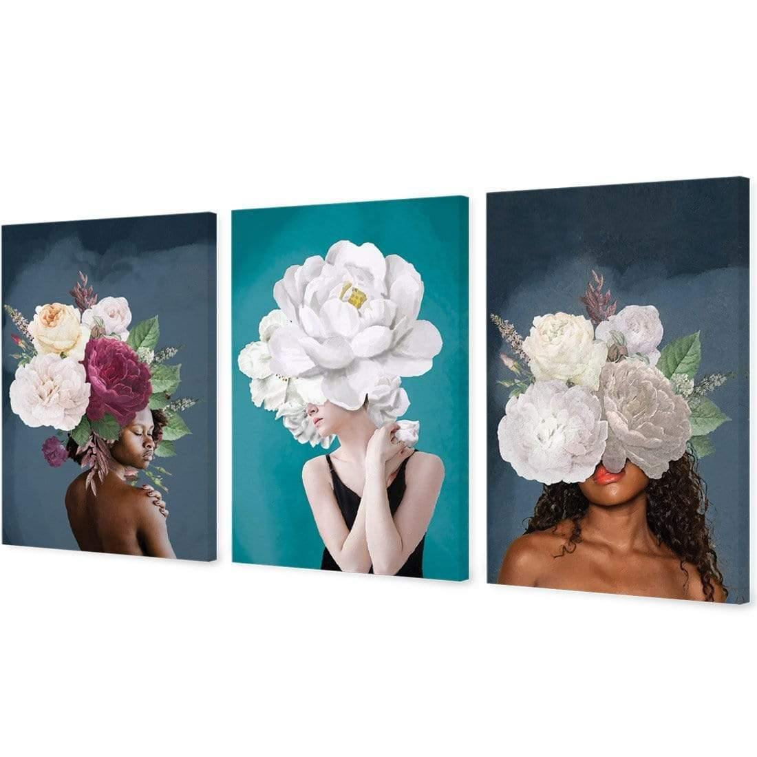 Lady & Flower Trio Art Set – Wall Art Designs