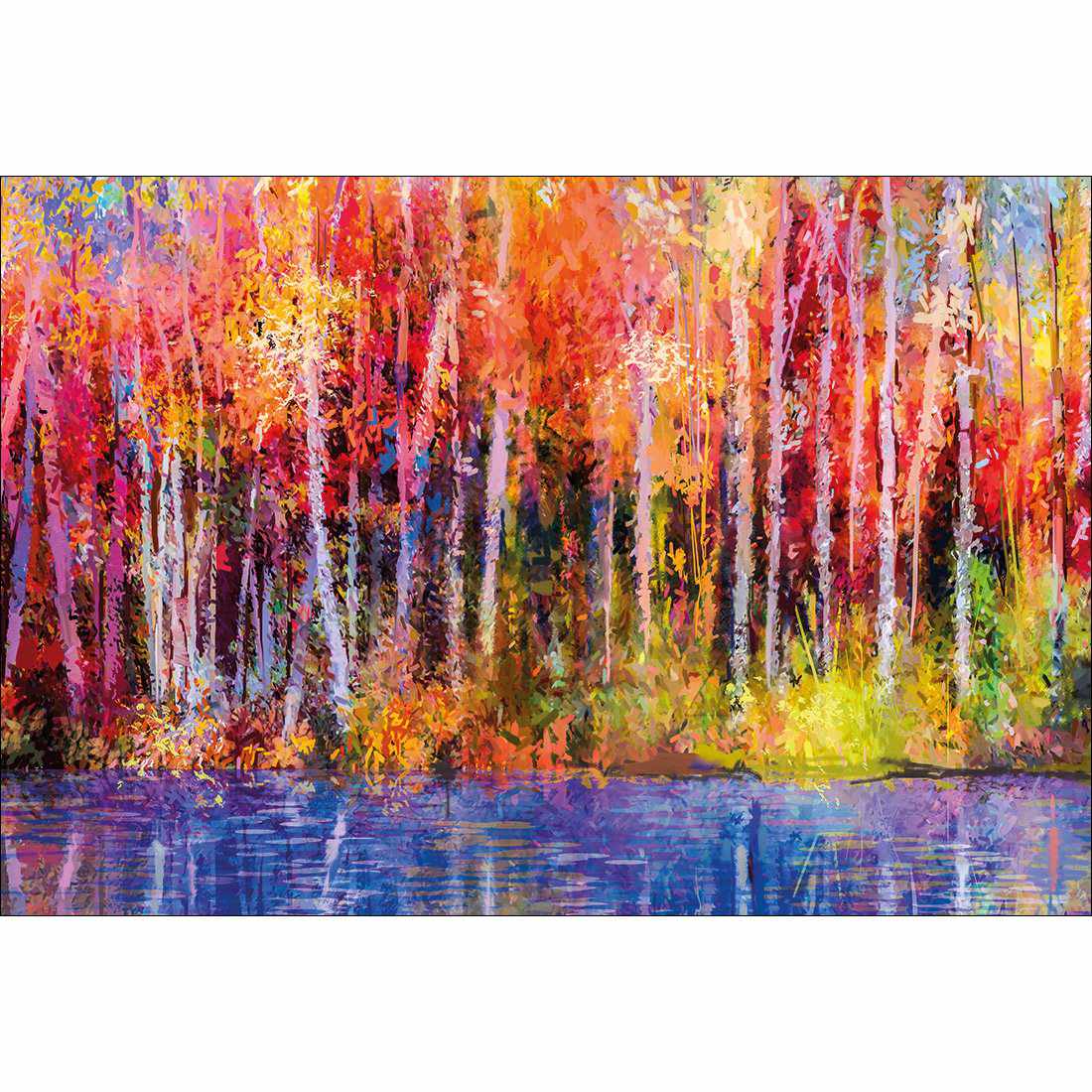 Rainbow Tree Forest, Rectangle Canvas Art | Wall Art Designs